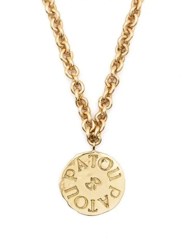 Patou Logo-engraved Coin Pendant Necklace - Gold
