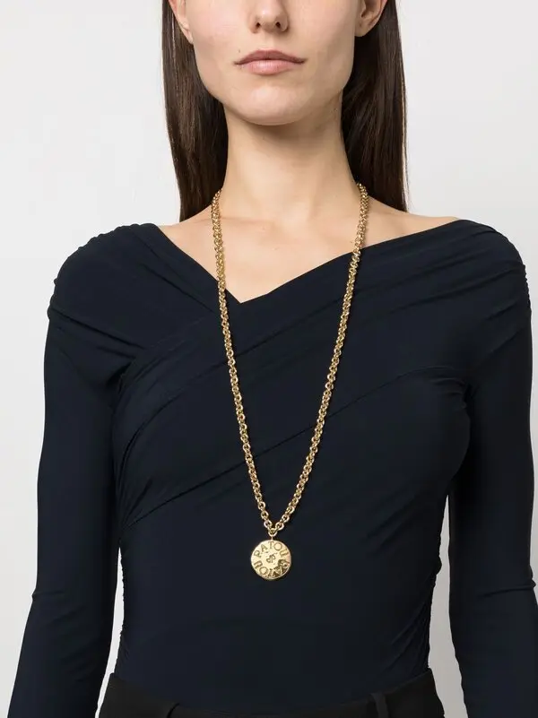 PATOU Logo-engraved Coin Pendant Necklace - Gold