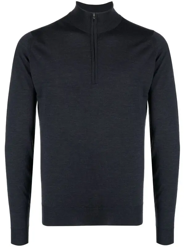 John Smedley Barrow Zip Pullover Jumper - Black