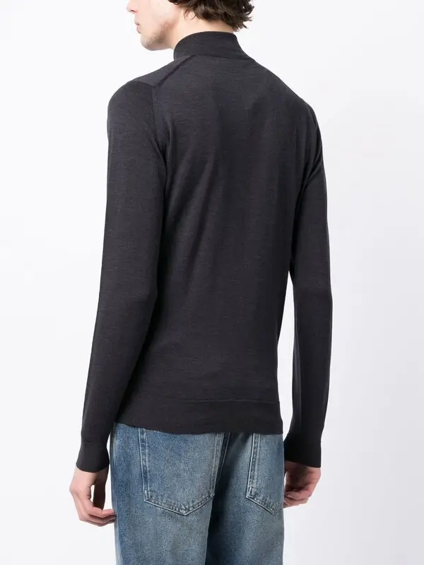 John Smedley Barrow Zip Pullover Jumper - Black