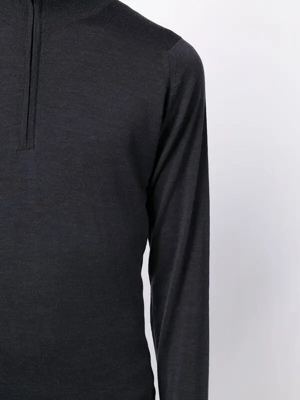 John Smedley Barrow Zip Pullover Jumper - Black