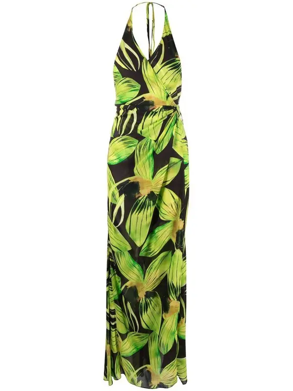 LOUISA BALLOU Floral-print Halterneck Dress