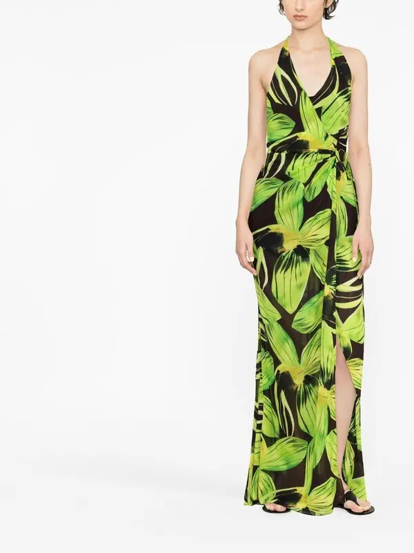LOUISA BALLOU Floral-print Halterneck Dress