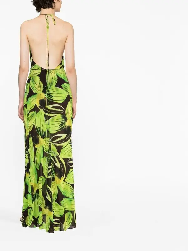 LOUISA BALLOU Floral-print Halterneck Dress