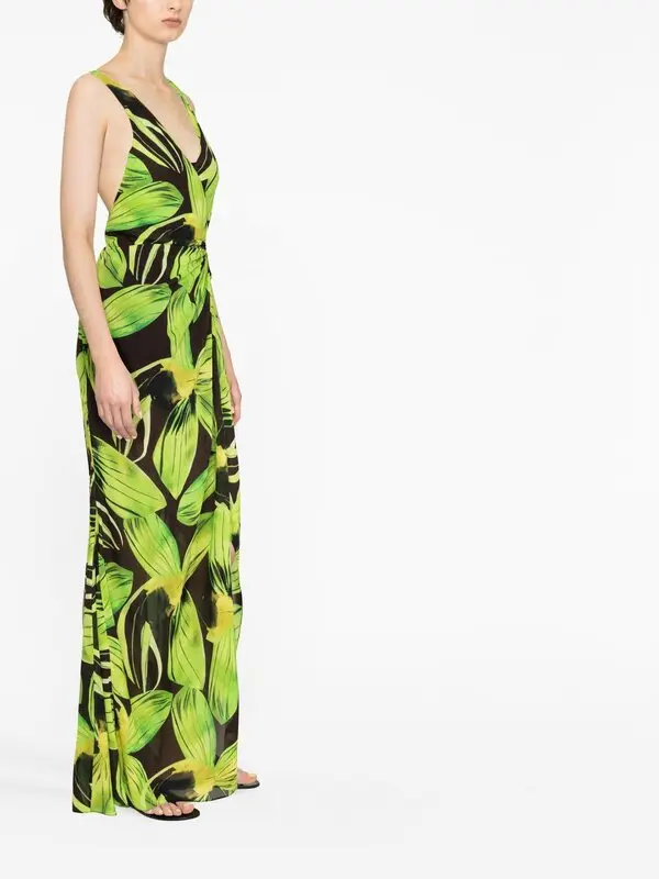 LOUISA BALLOU Floral-print Halterneck Dress