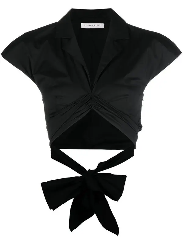 Philosophy Di Lorenzo Serafini Cropped Taffeta Blouse - Black