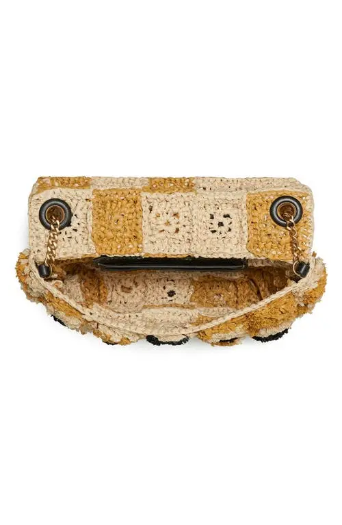 Tory Burch Kira Raffia Rosette Crossbody Bag