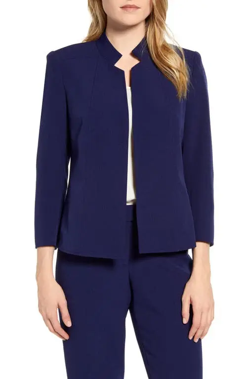 Anne Klein Stand Collar Crepe Jacket - Distant Mountain