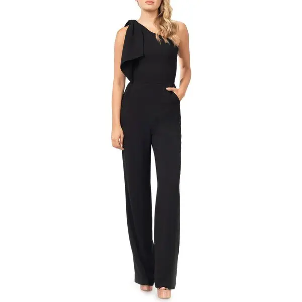 Dress The Population Tiffany One-shoulder Jumpsuit - Black