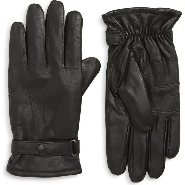 Barbour Burnished Leather Gloves - Black