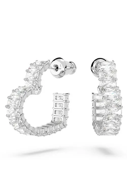 SWAROVSKI Matrix Small Heart Hoop Earrings - Silver