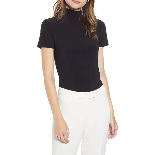 Anne Klein Short Sleeve Mock Neck Top