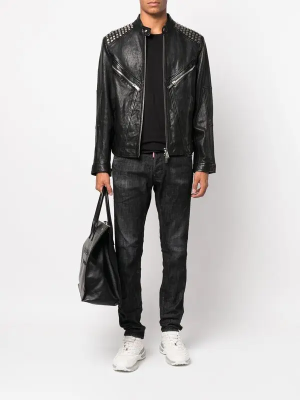Dsquared2 Studded Leather Biker Jacket