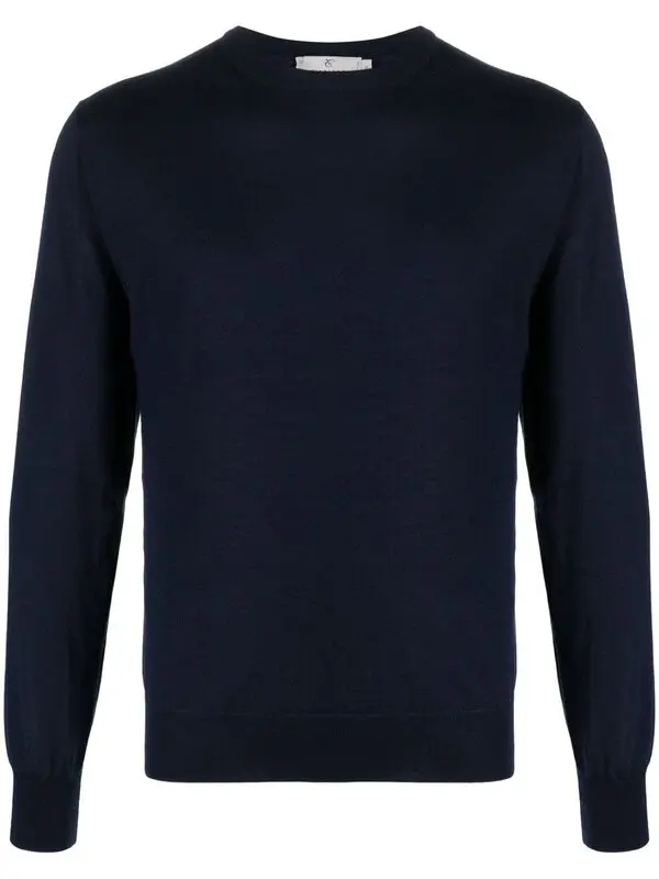 Canali Ribbed-knit Crew Neck Sweatshirt - Blue