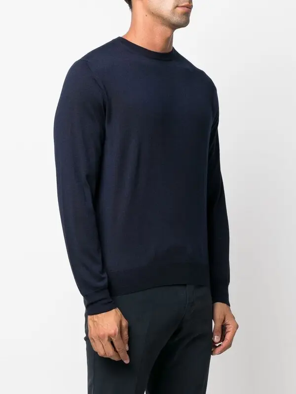 Canali Ribbed-knit Crew Neck Sweatshirt - Blue