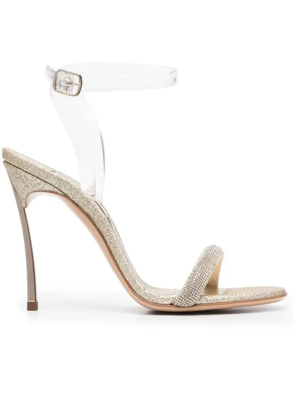 Casadei 109mm Glittered Leather Sandals