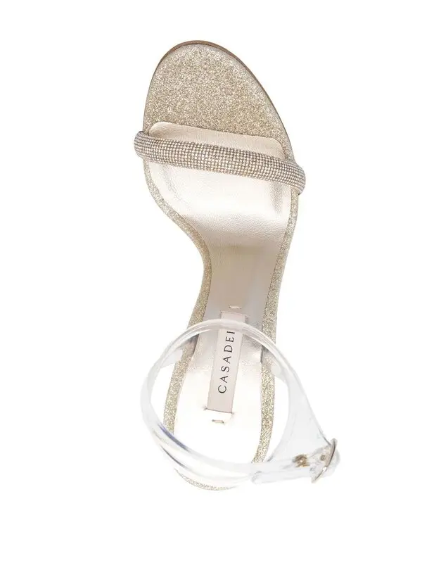 Casadei 109mm Glittered Leather Sandals