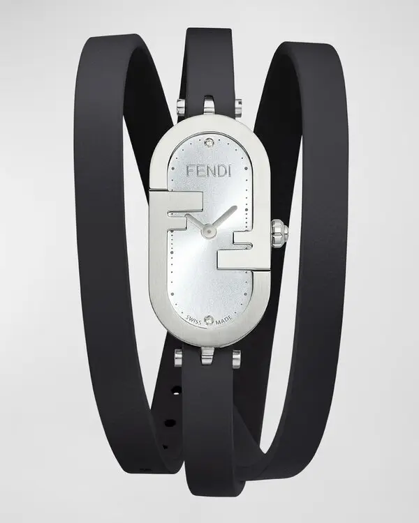 Fendi O'lock Calf Leather Wrap Watch - Black
