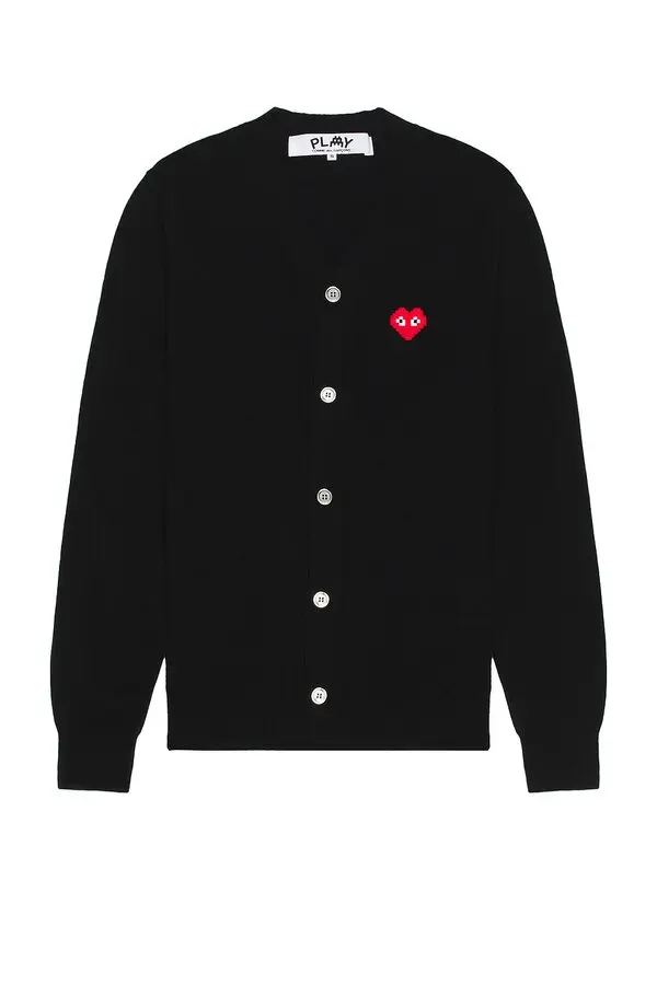 Play Comme Des Garcon Invader Cardigan - Black