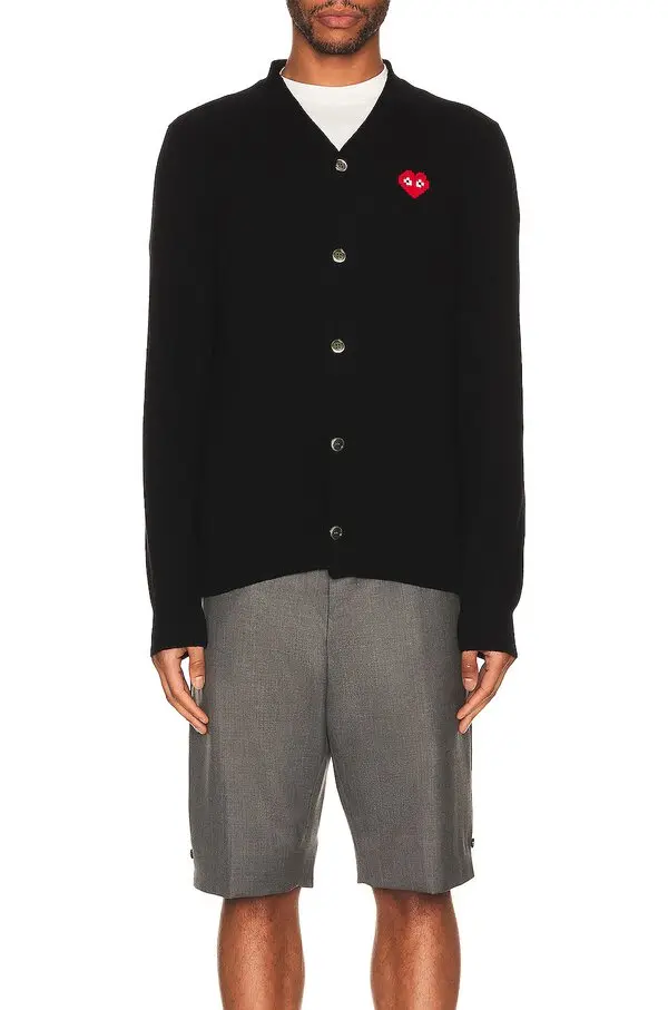 Play Comme Des Garcon Invader Cardigan - Black