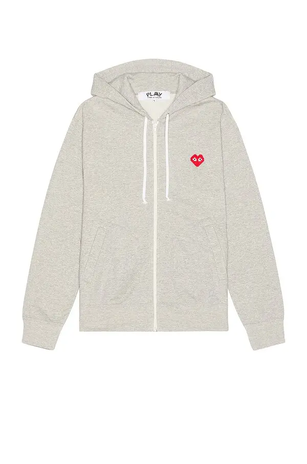 Play Comme Des Garcon Invader Hooded Sweatshirt - Grey