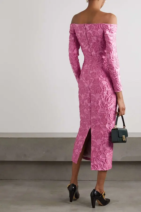 emilia wickstead birch off the shoulder cloqu midi dress Emilia Wickstead Birch floral cloqu midi dress Emilia Wickstead