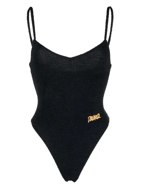 Dsquared2 Textured Logo-embroidered Swimsuit - Black