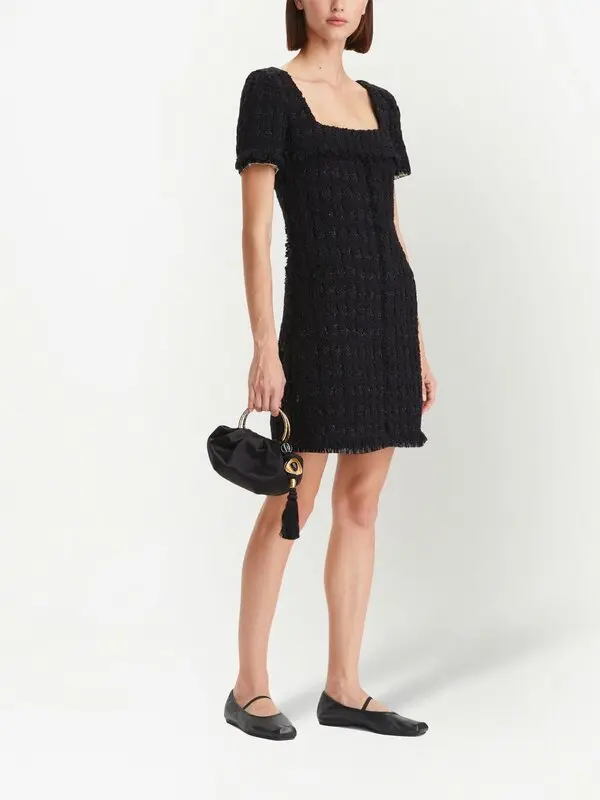 Tory Burch Tinsel Tweed Mini Dress In Black - 69% Off