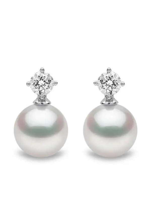 Yoko London 18kt White Gold Akoya Pearl And Diamond Earrings - Silver