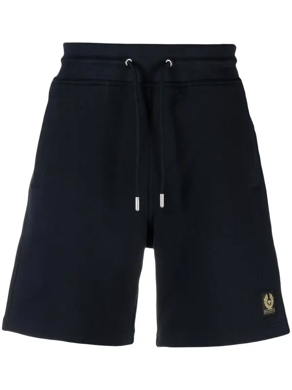 Belstaff Logo-patch Cotton Track Shorts - Blue