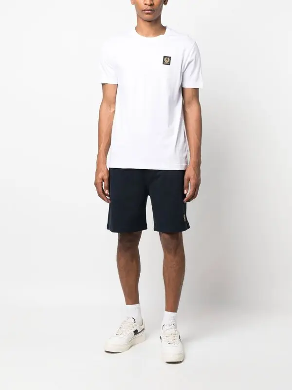 Belstaff Logo-patch Cotton Track Shorts - Blue