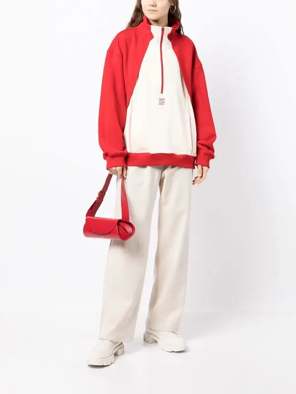 Goen.j Contrast-panel Half-zip Sweatshirt - Red