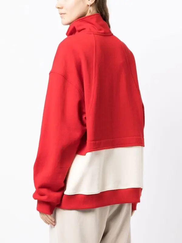 Goen.j Contrast-panel Half-zip Sweatshirt - Red