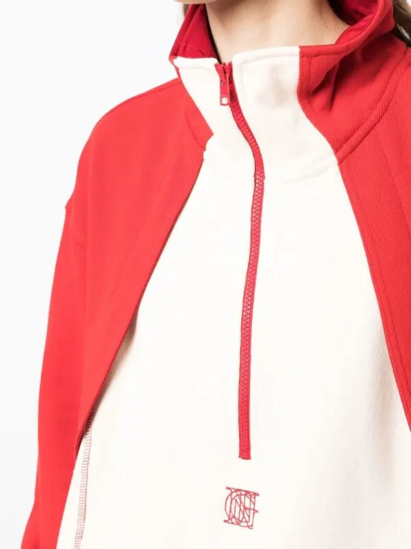 Goen.j Contrast-panel Half-zip Sweatshirt - Red