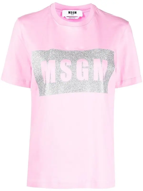 MSGM Logo-print Cotton T-shirt - Pink
