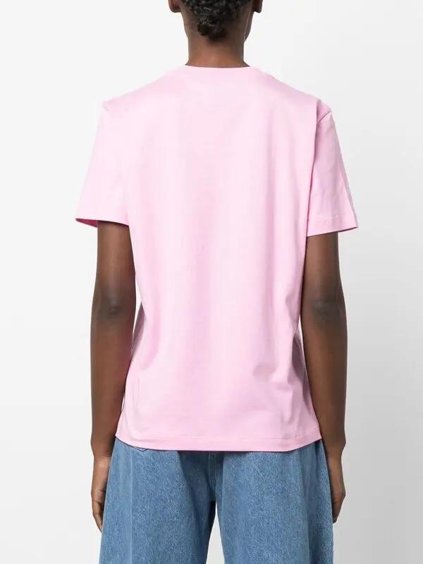 MSGM Logo-print Cotton T-shirt - Pink