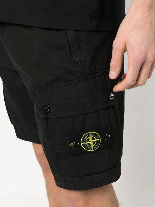 Stone Island Compass-patch Cargo Shorts - Black