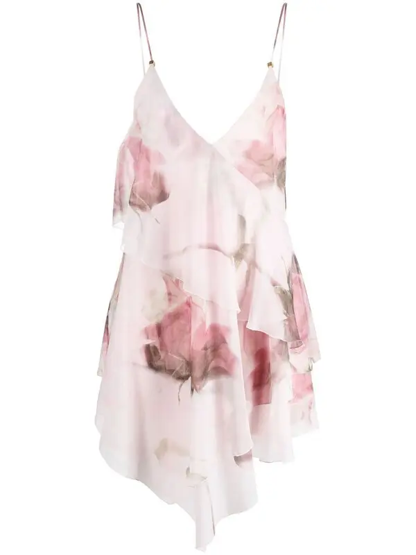 Blumarine Rose-print Mini Slip Dress