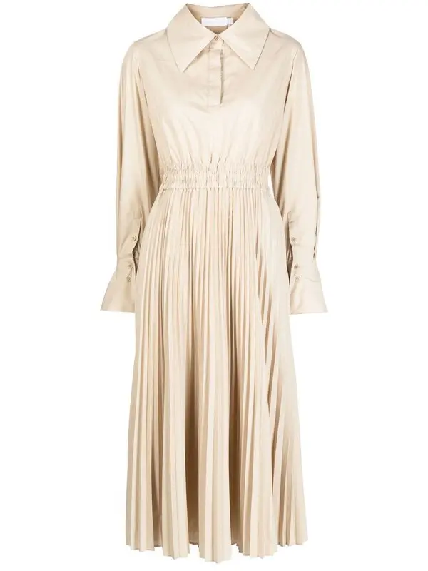 Simkhai Oversized-collar Pleated Shirt Dress