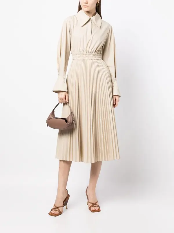 Simkhai Oversized-collar Pleated Shirt Dress