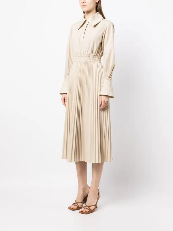 Simkhai Oversized-collar Pleated Shirt Dress