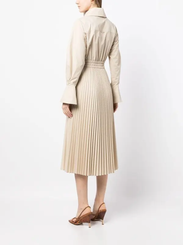 Simkhai Oversized-collar Pleated Shirt Dress