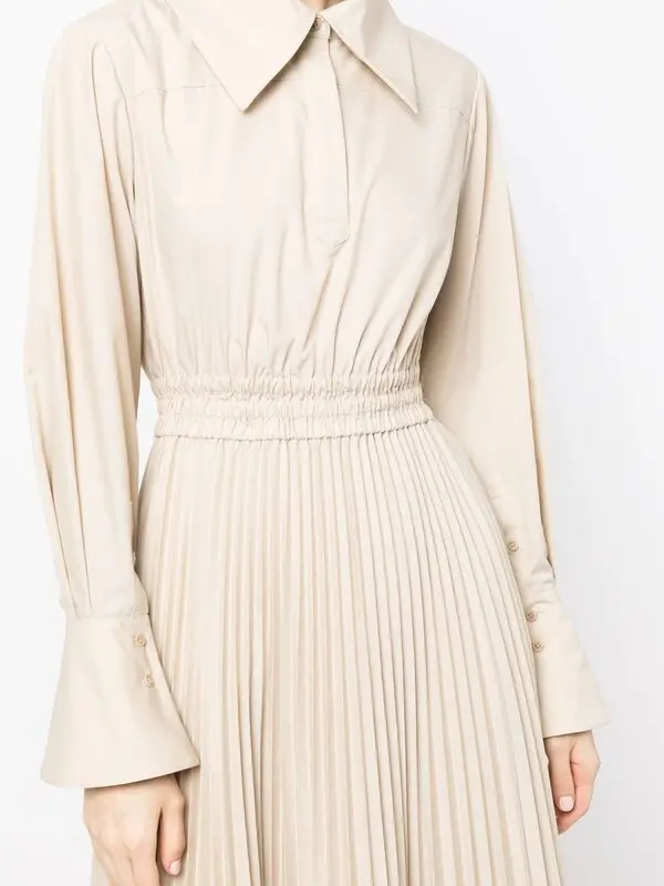 Simkhai Oversized-collar Pleated Shirt Dress