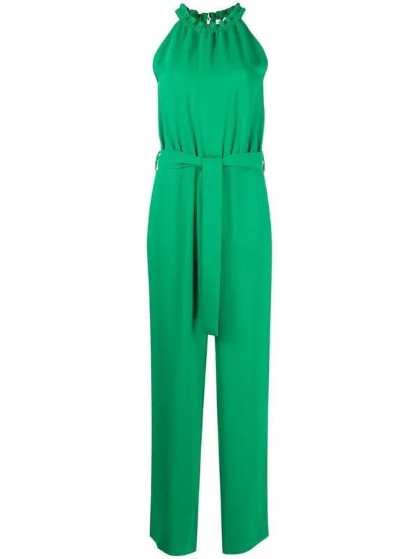 P.a.r.o.s.h Belted Halterneck Jumpsuit - Green