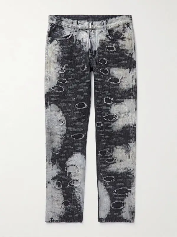 Givenchy Slim-fit Bleached Distressed Jeans - Gray