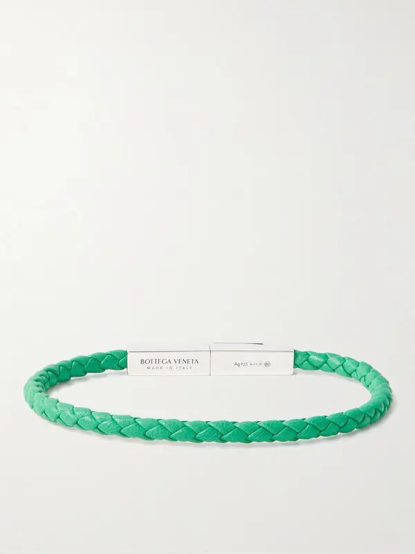 bottega veneta - Bottega Veneta Braided Leather And Sterling Silver Bracelet
