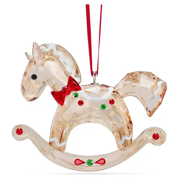 SWAROVSKI Holiday Cheers Gingerbread Rocking Horse Ornament - Gold Tone
