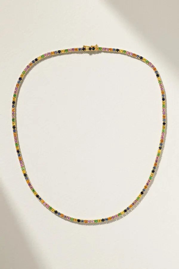 ROXANNE FIRST 14-karat Gold Sapphire Tennis Necklace - Multi