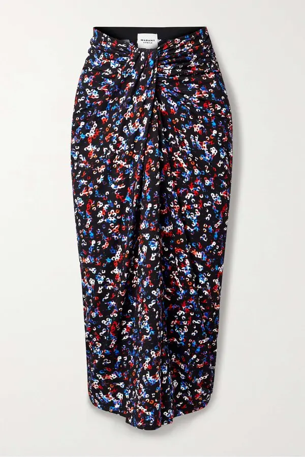 Isabel Marant Étoile Jeldia Gathered Printed Stretch-jersey Midi Skirt