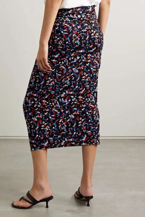 Isabel Marant Étoile Jeldia Gathered Printed Stretch-jersey Midi Skirt